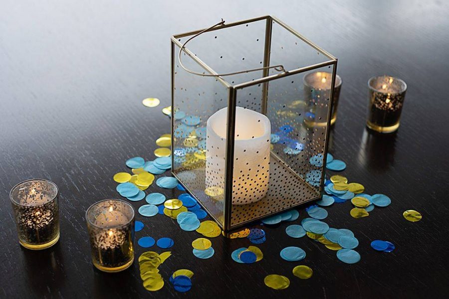 Gold Confetti Square Lanterns - Adorn Event Hire & Floral Design